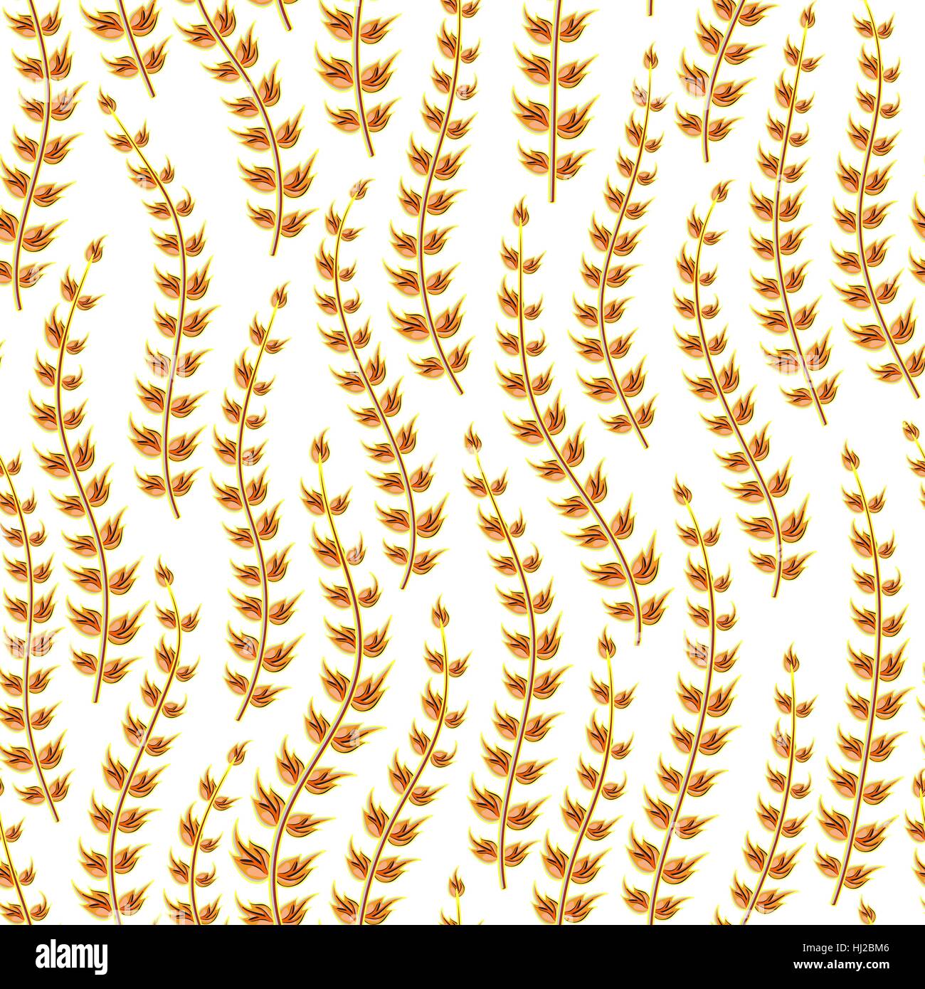 Seamless pattern of hand drawing leaves arranged in waves Stock Vector ...