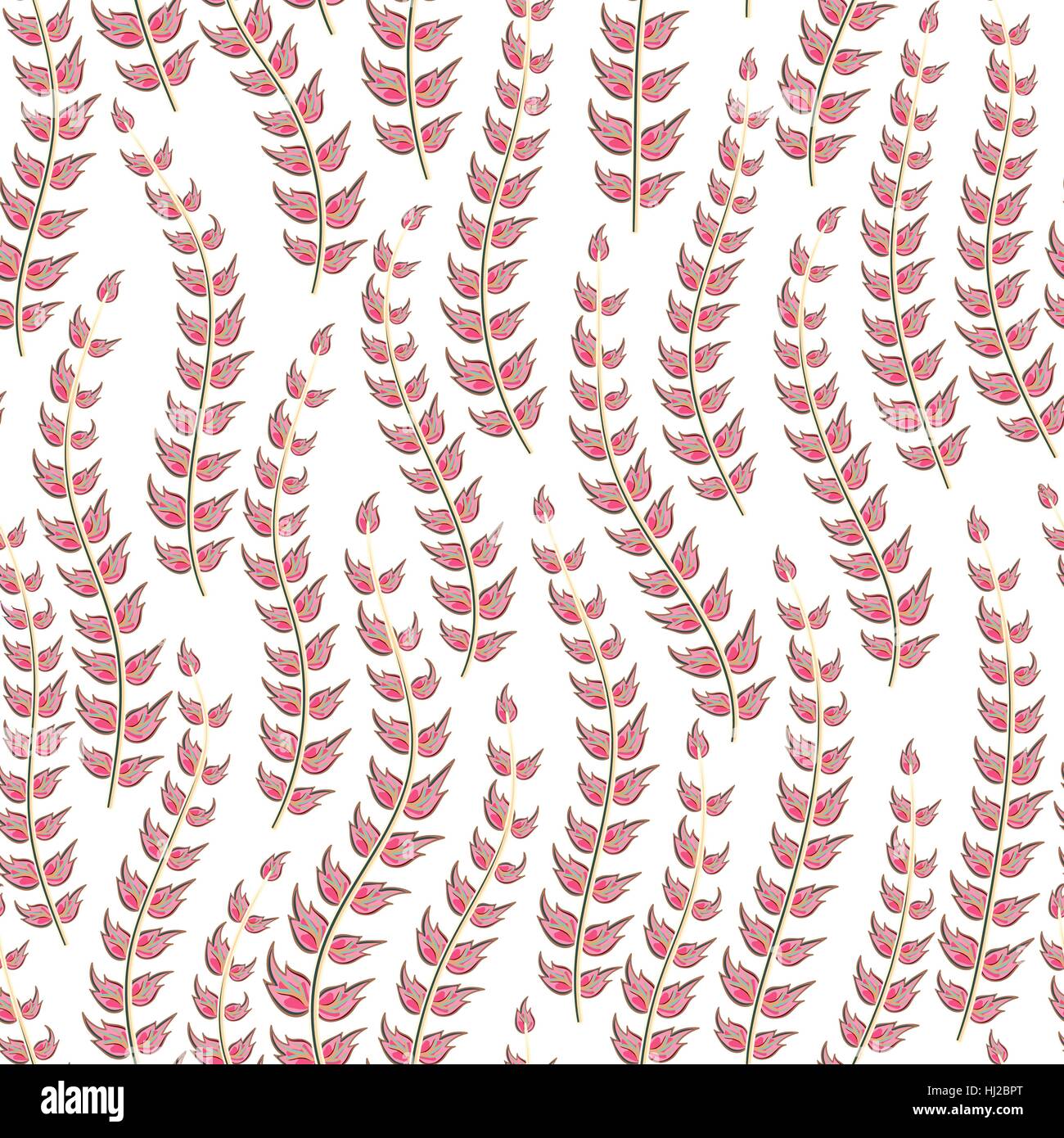 Seamless pattern of hand drawing leaves arranged in waves Stock Vector ...