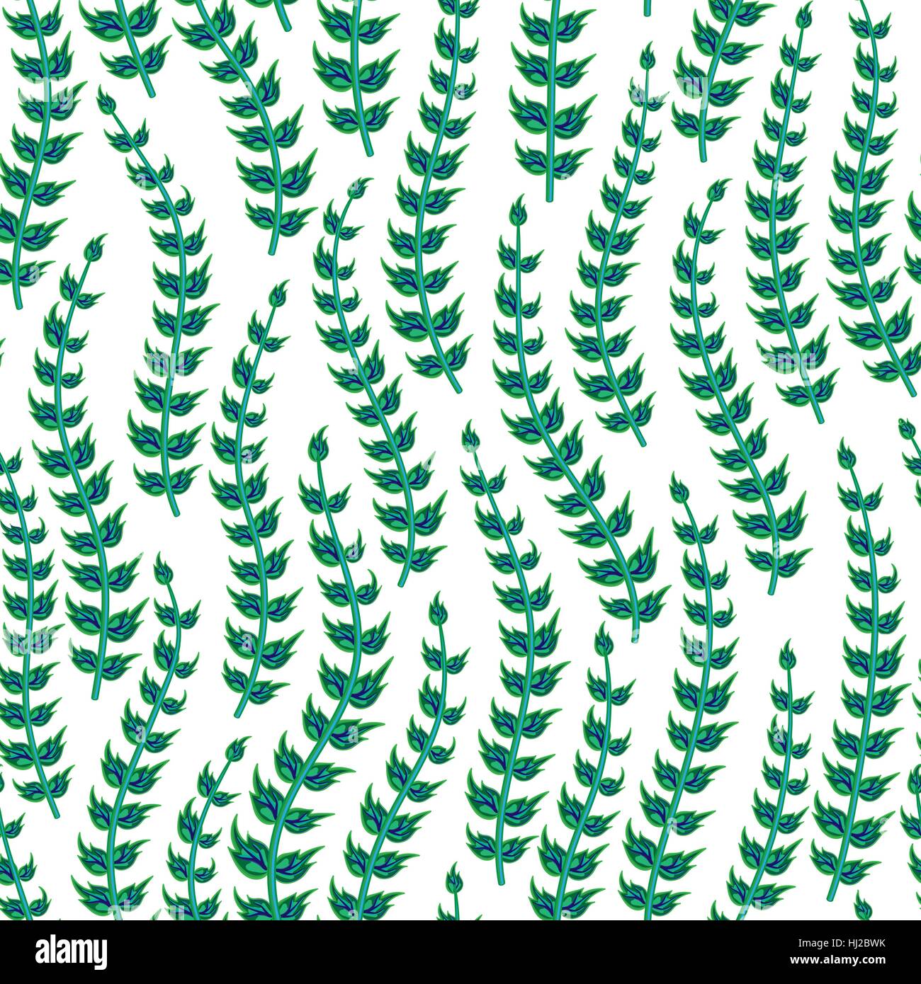 Seamless pattern of hand drawing leaves arranged in waves Stock Vector ...