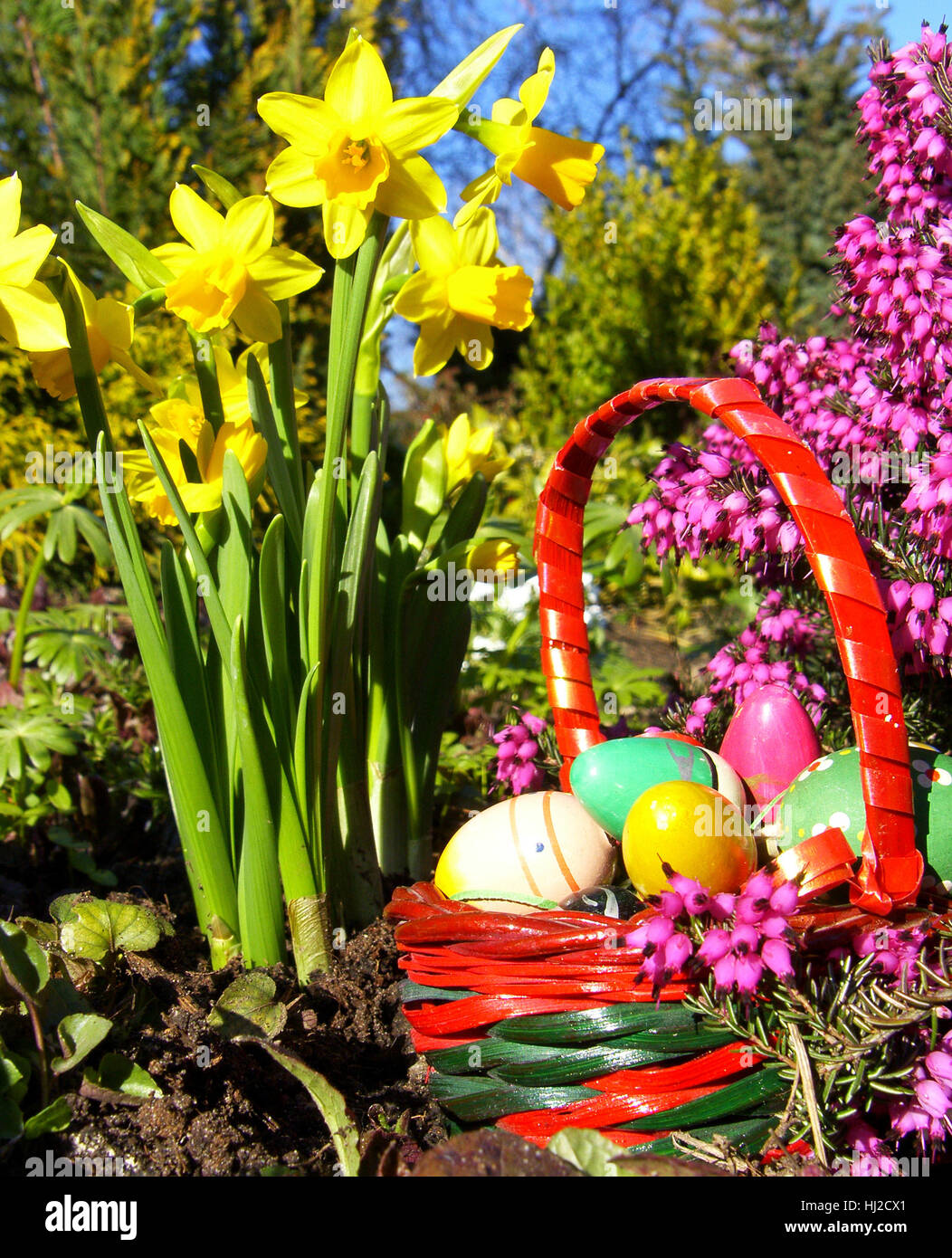 garden, easter, nest, gardens, traditions, Easter eggs, firmament, sky ...