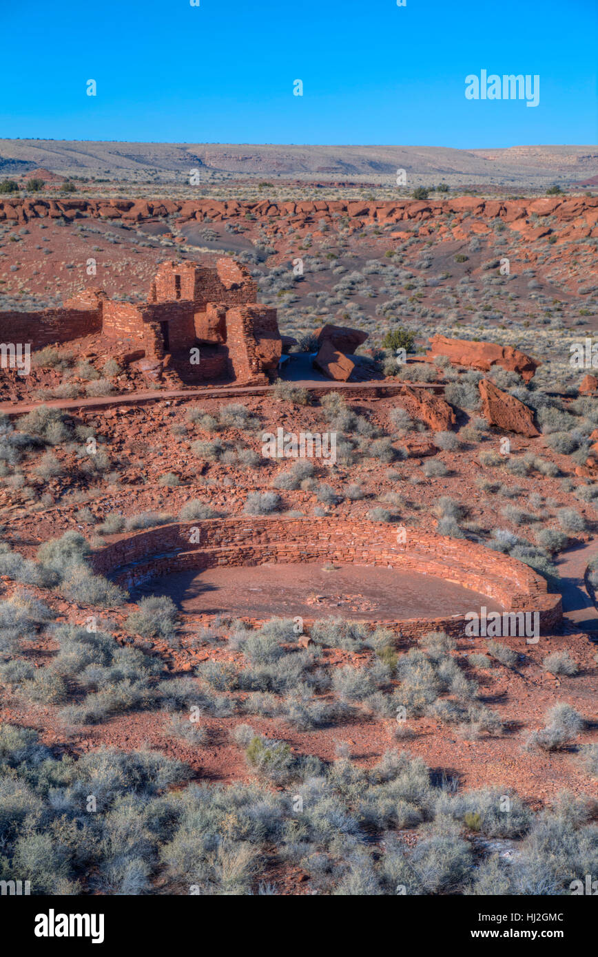Anazasi Ruins, Kiva (foreground), Wupatki Pueblo, Wupatki National ...