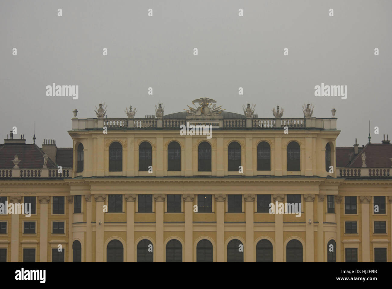 VIENNA, AUSTRIA - JANUARY 2 2016: Close up of the facade of Schonbrunn ...