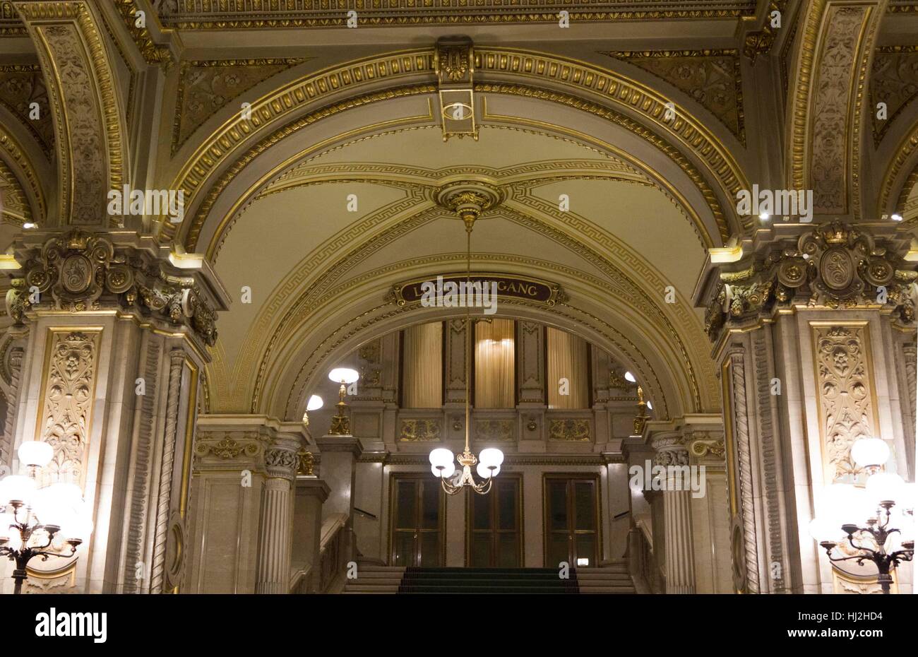 VIENNA, AUSTRIA - JANUARY 2 2016: Grand staircase at the entrance of ...