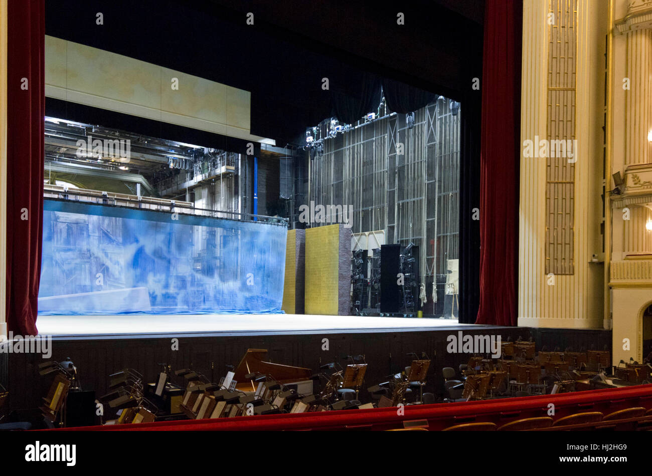 VIENNA, AUSTRIA - JANUARY 2 2016: Backstage of Vienna Opera house, with ...