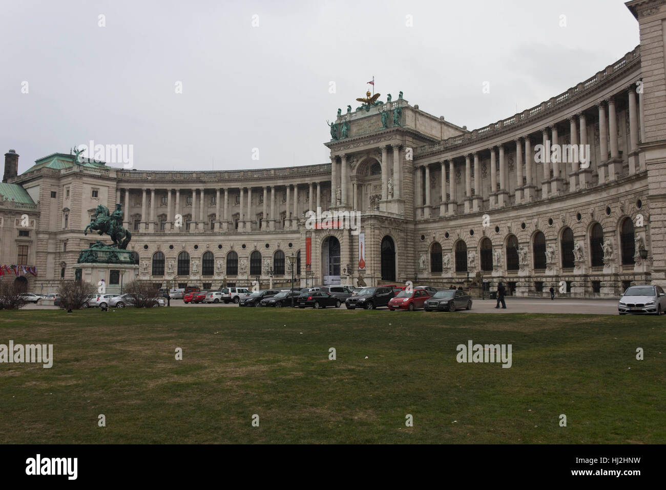 VIENNA, AUSTRIA - JANUARY 3 2016: Side view of Hofburg complex in ...