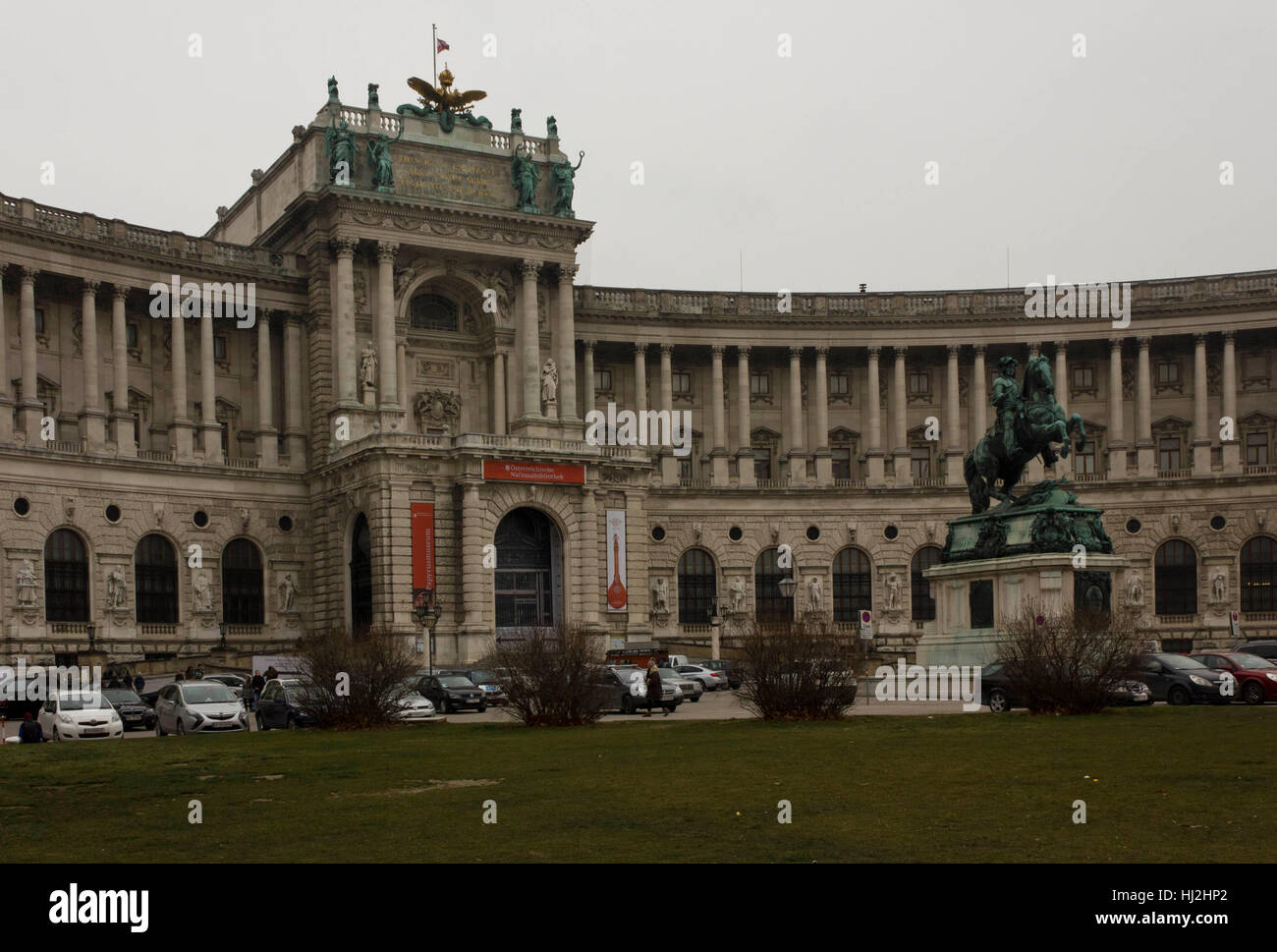 VIENNA, AUSTRIA - JANUARY 3 2016: Side view of Hofburg complex in ...