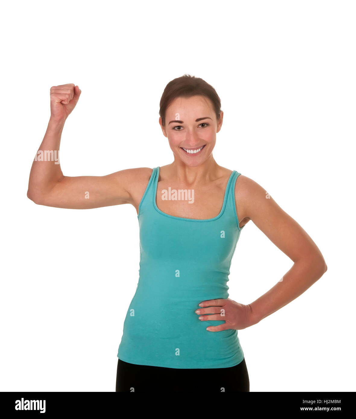 woman, present, indicate, show, strong, muscles, muscle, biceps, blue ...