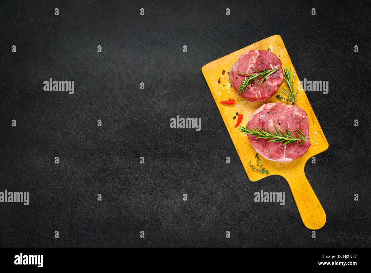 Top View of Raw Meat Beef Chops Spiced and on Copy Space Area Stock ...