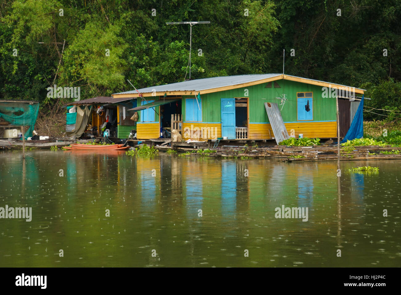thailand, monsoon, swimming, lodge, river, water, hut, rain, raining ...