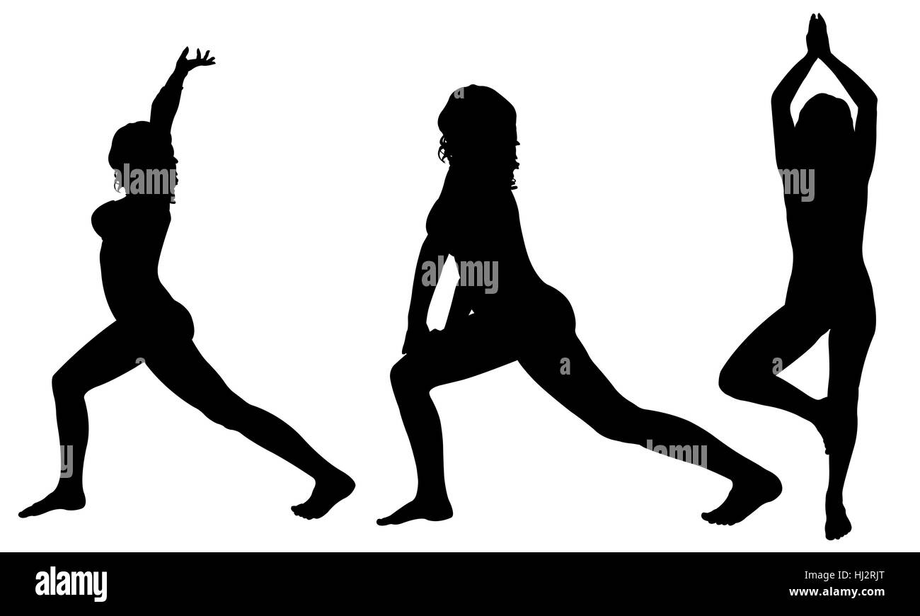 set of different yoga positions isolated Stock Photo - Alamy