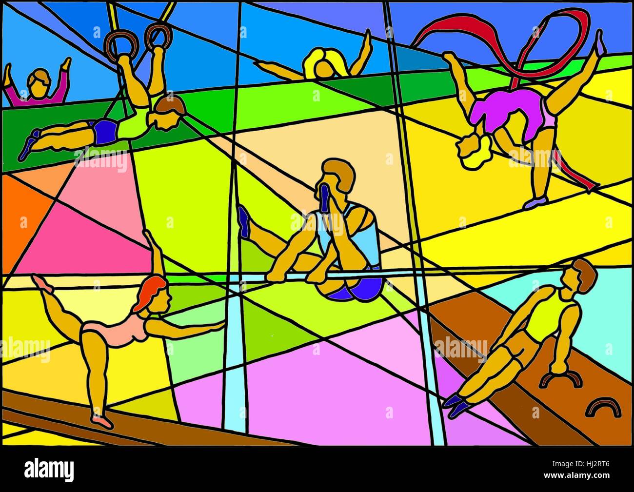 rings, to practise gymnastics, floor exercises, balance beam, gymnast ...