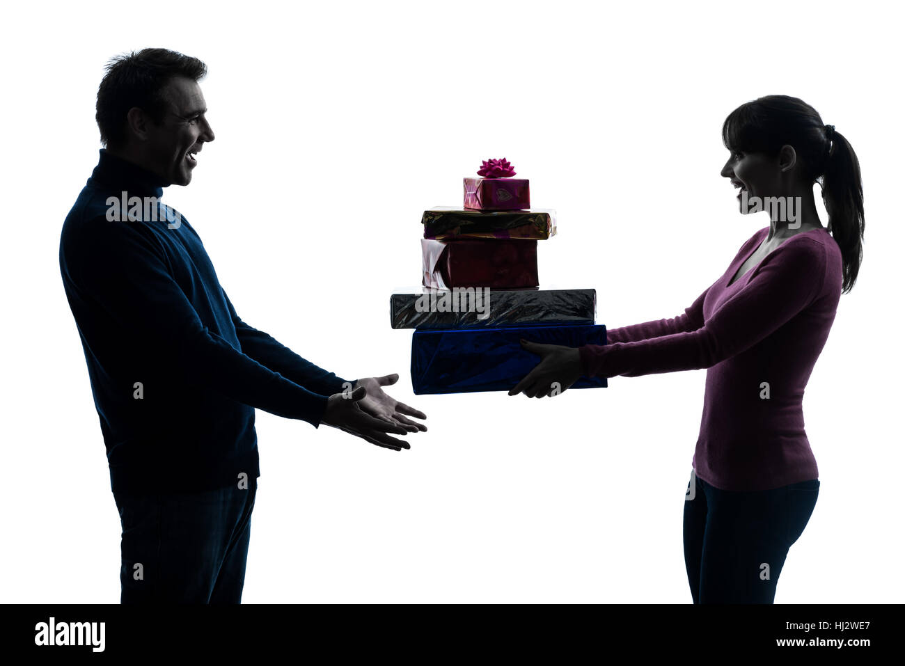 Lovers tenderness silhouette Cut Out Stock Images & Pictures - Alamy