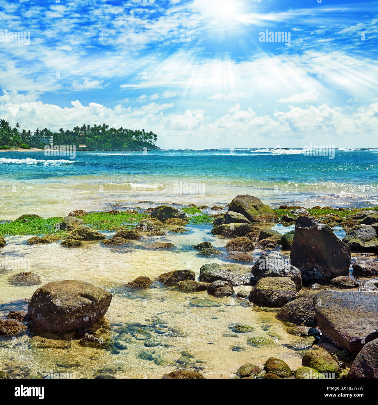 Bright sun on tropical sea Stock Photo - Alamy