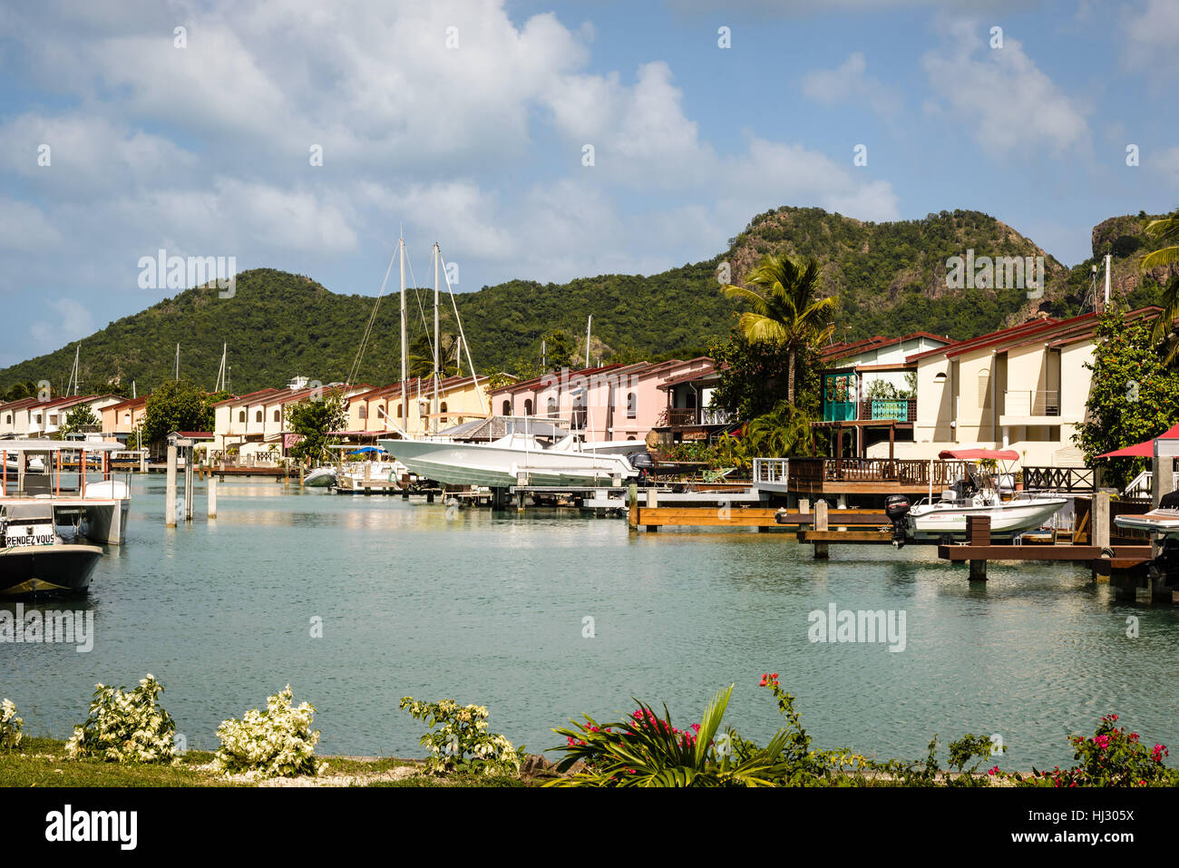 Villas, Jolly Harbour Marina, Antigua Stock Photo - Alamy