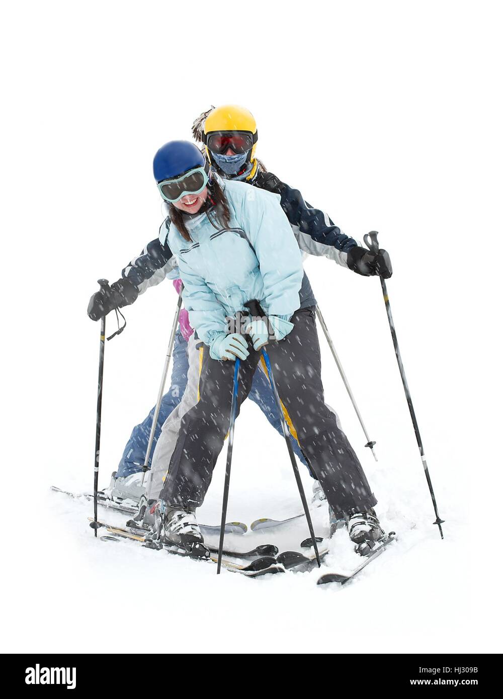 A group of happy skiers in heavy snowfall Stock Photo - Alamy