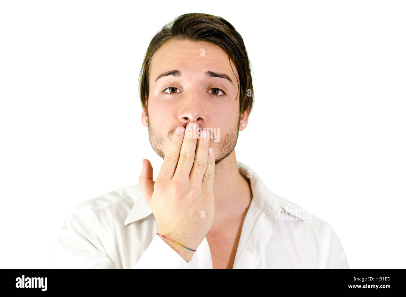 guy, gesture, hand, single, isolated, closeup, mouth, male, masculine ...
