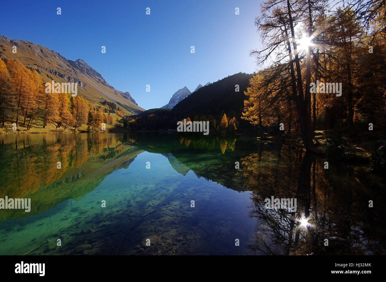 lai da palpuogna engadin albula larks lake Stock Photo - Alamy