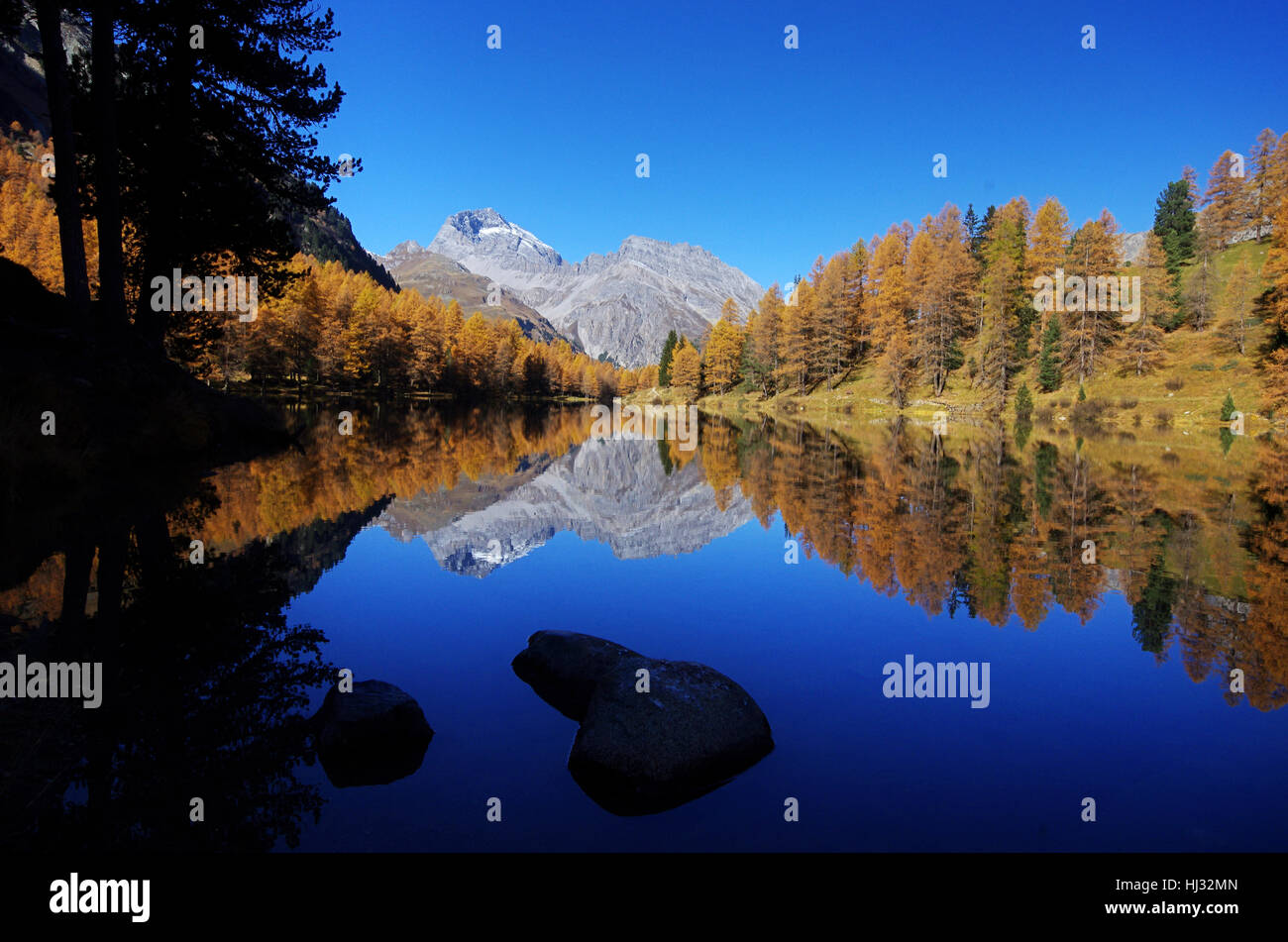 lai da palpuogna engadin albula larks lake Stock Photo - Alamy