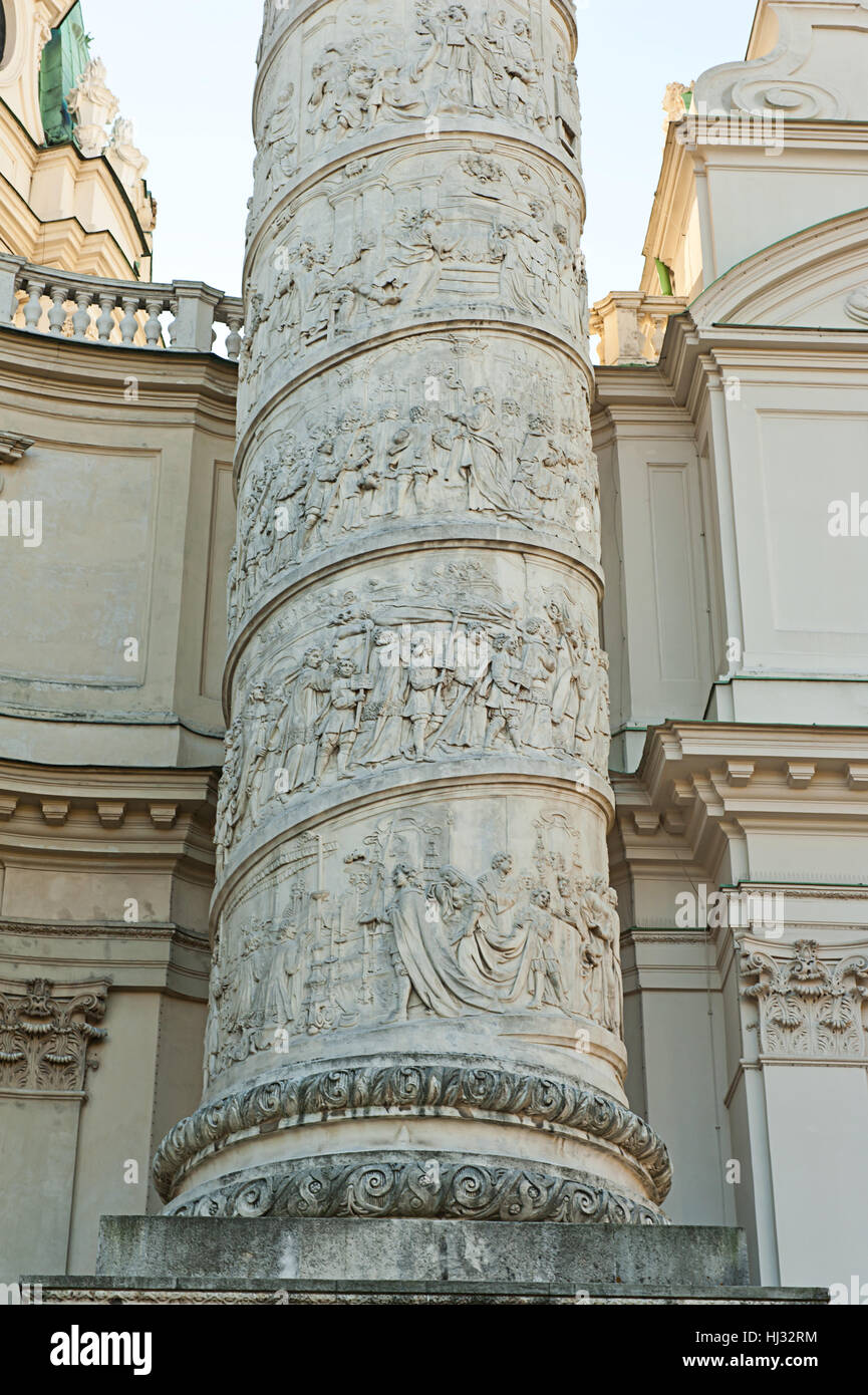 detail, vienna, austria, spiral, column, pillar, detail, church, temple ...