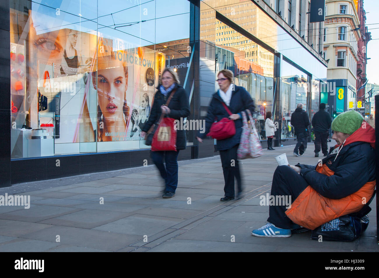 Homeless & homelessness & rough sleeper; living on the streets, doorway ...