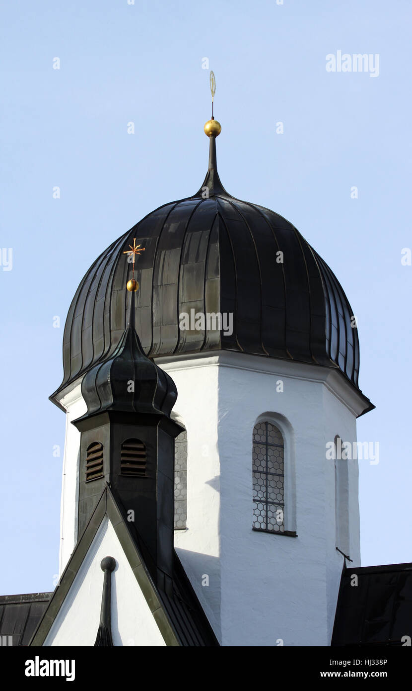 tower, church, small, tiny, little, short, copper roof, roofs, spire ...