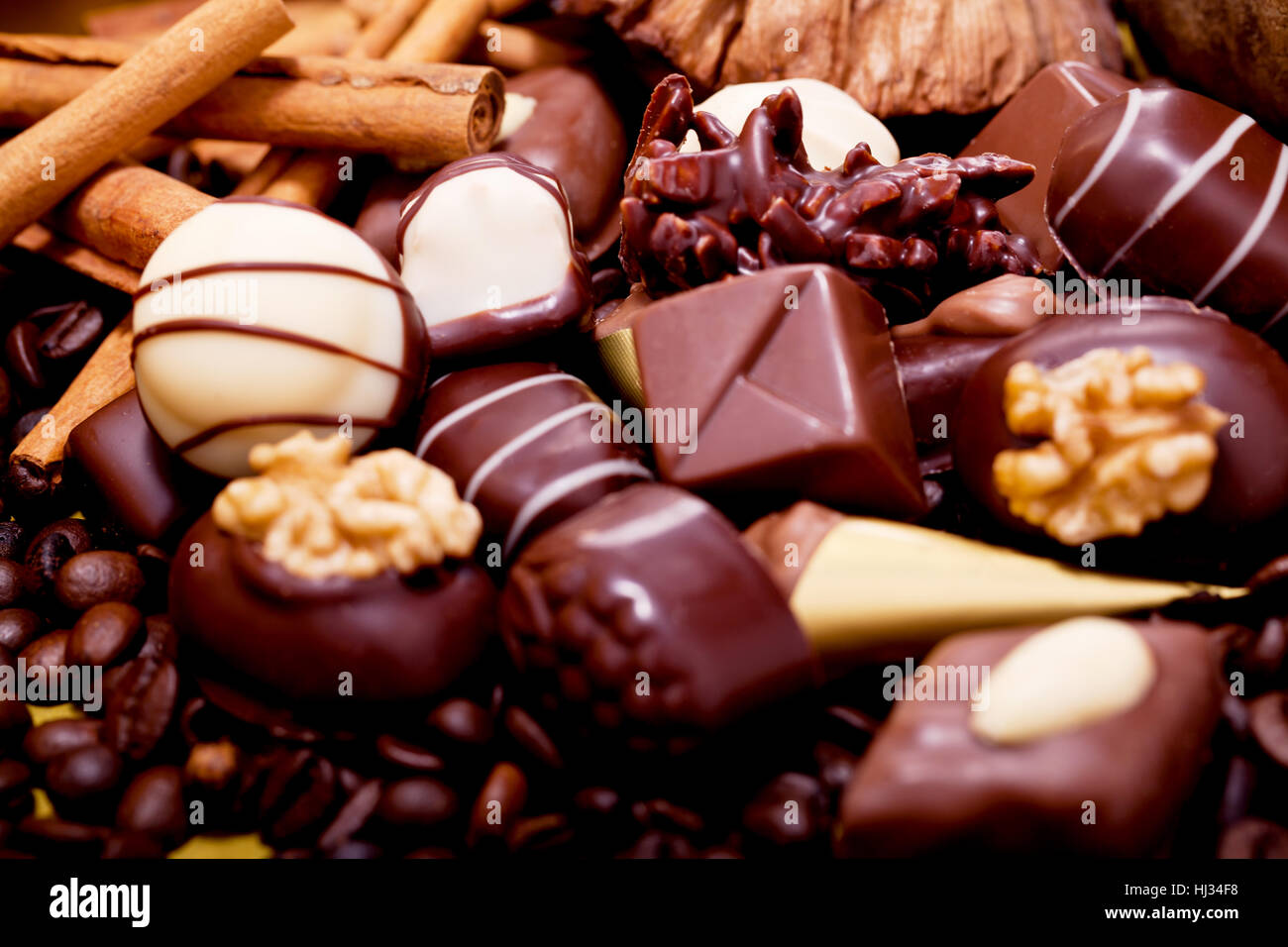 various mixed chocolates from bright and dark schokolad Stock Photo - Alamy