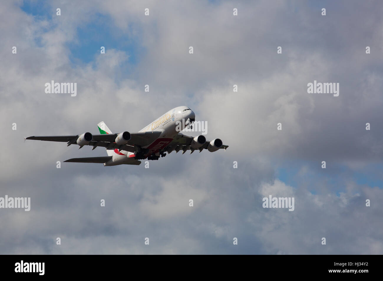 A380 Aircraft flying in the sky after takeoff Stock Photo - Alamy