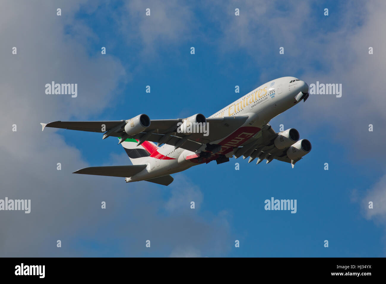 A380 Aircraft flying in the sky after takeoff Stock Photo - Alamy