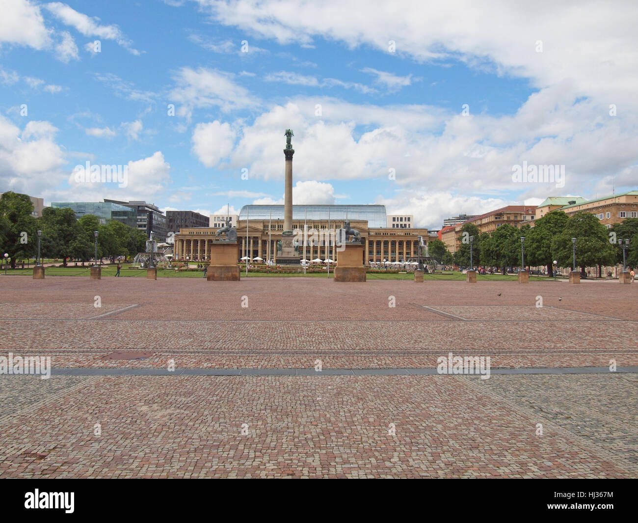 germany, german federal republic, square, stuttgart, castle, chateau ...