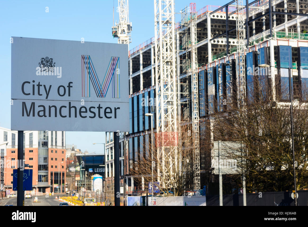 Manchester Sign With Construction High Resolution Stock Photography and ...