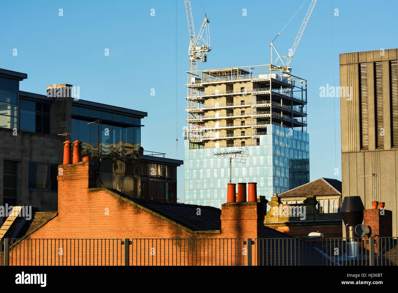 Construction of new highrise office building in central Manchester ...