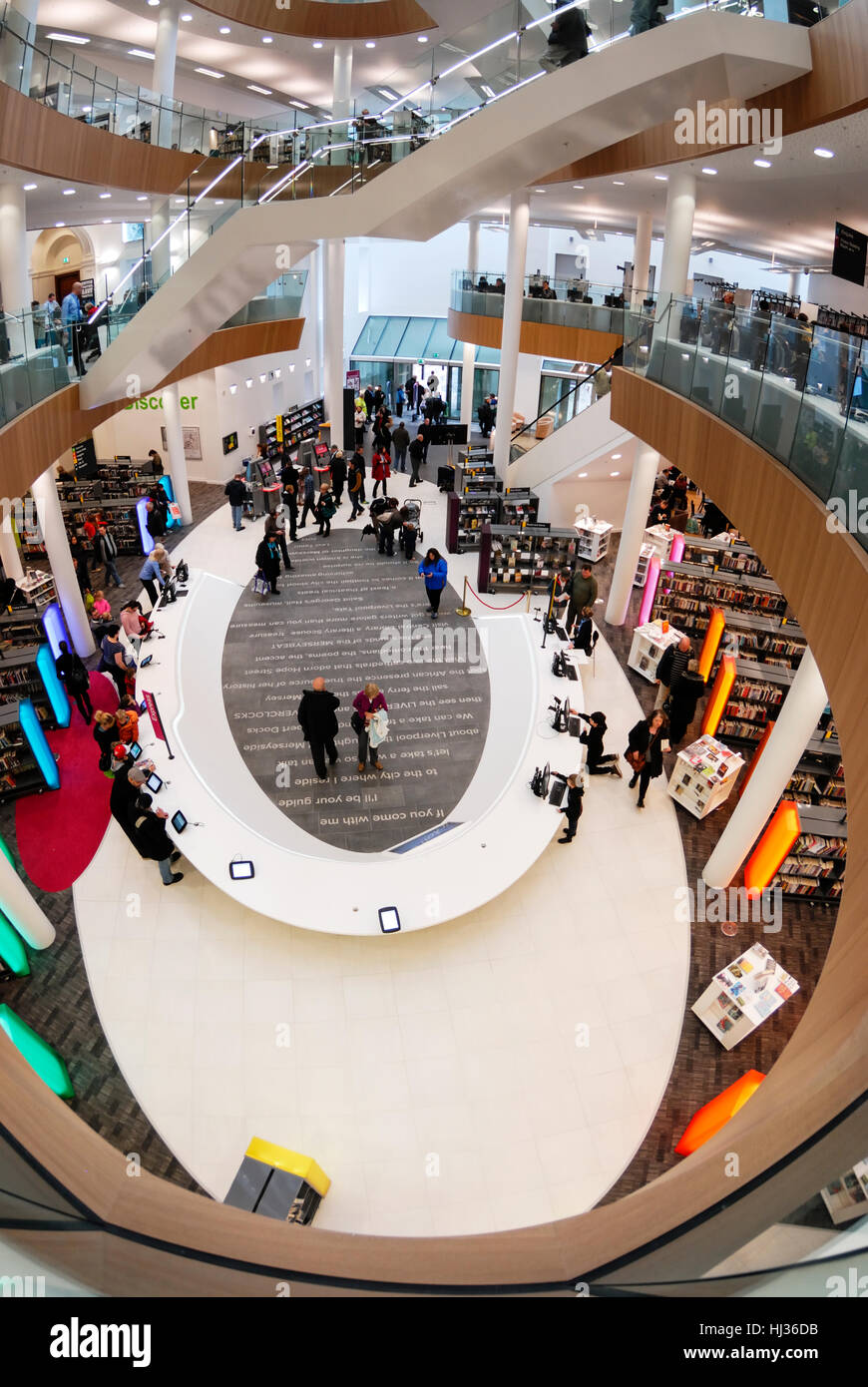 Interior views of Liverpool Central Library in William Brown Street ...