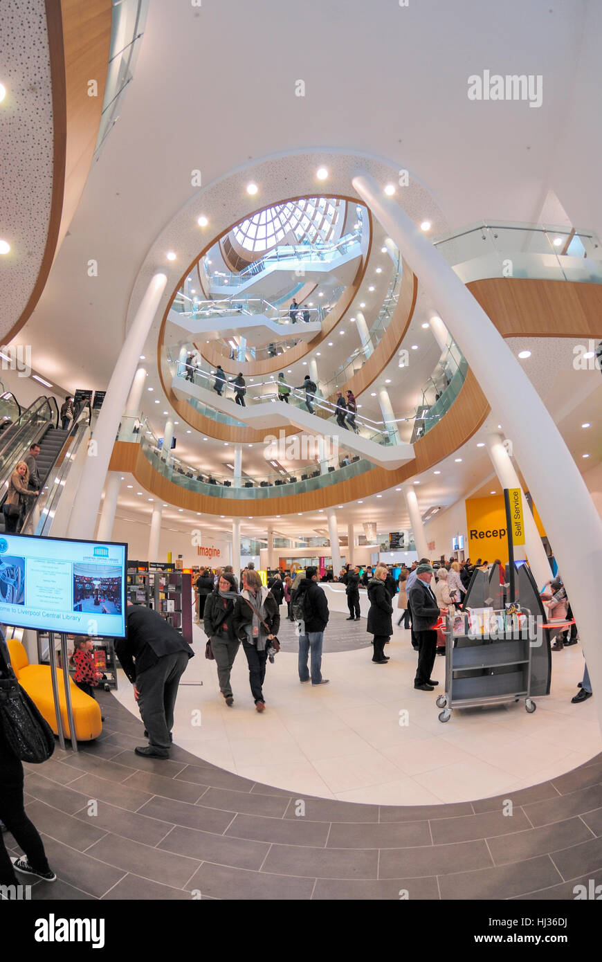Interior views of Liverpool Central Library in William Brown Street ...