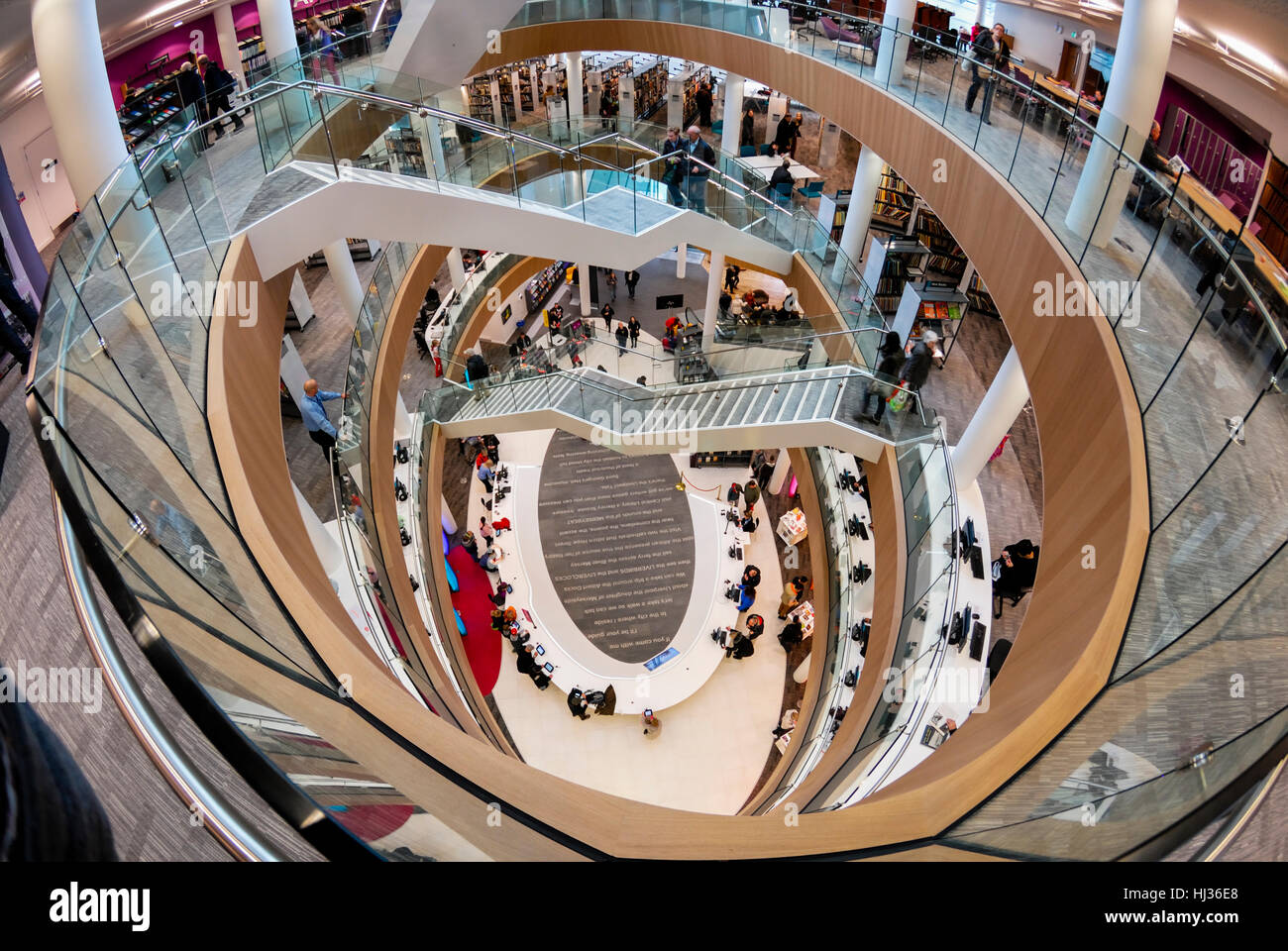 Interior views of Liverpool Central Library in William Brown Street ...