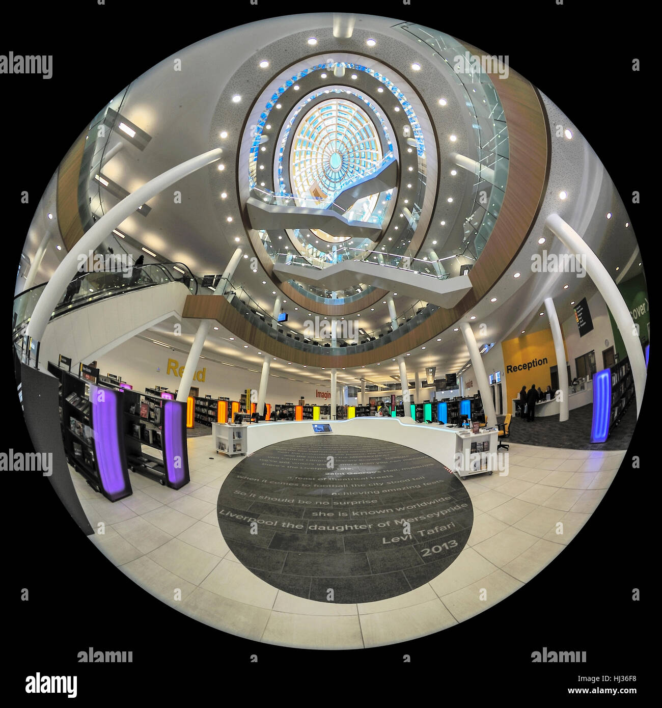 Interior views of Liverpool Central Library in William Brown Street ...