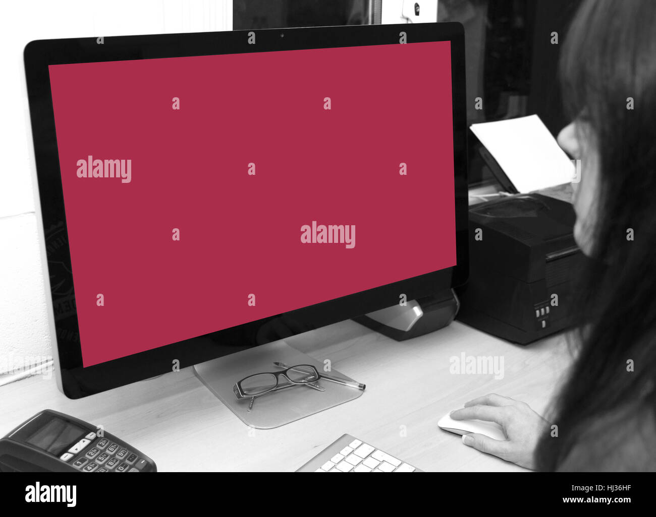 Creative girl sits at desk getting ready to start work on a new project ...