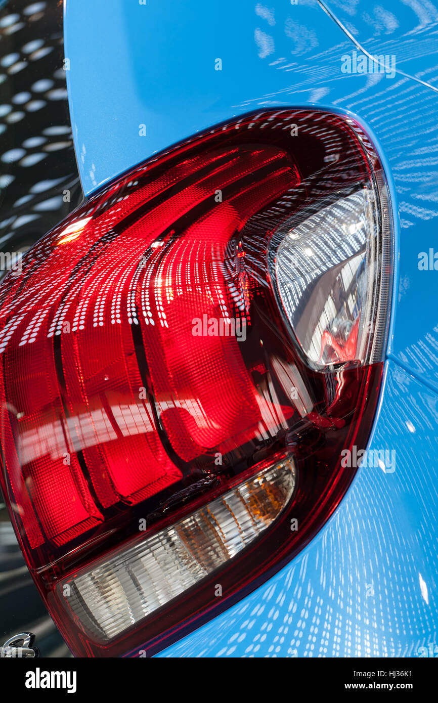brake lights on the blue vehicles, note shallow depth of field Stock ...