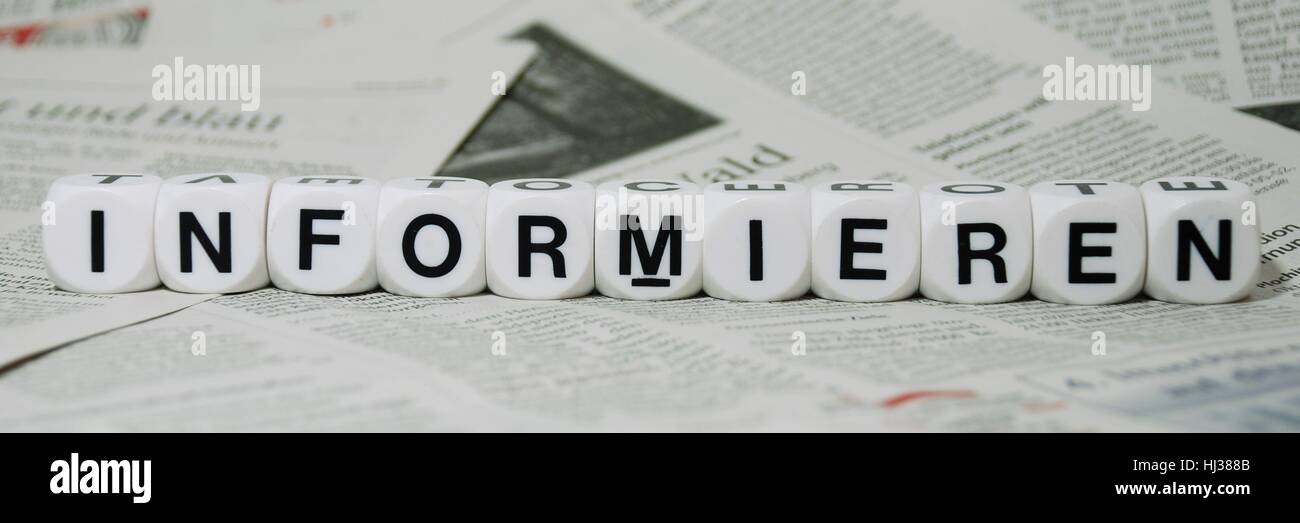 the word informieren on newspaper background Stock Photo - Alamy