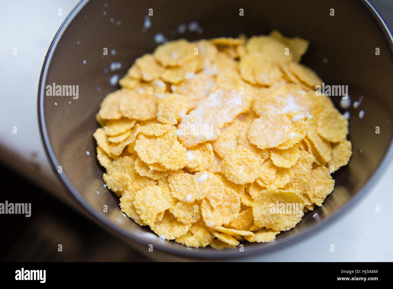 Bowl with Cornflakes and Milk. Healthy Morning Breakfast Stock Photo ...