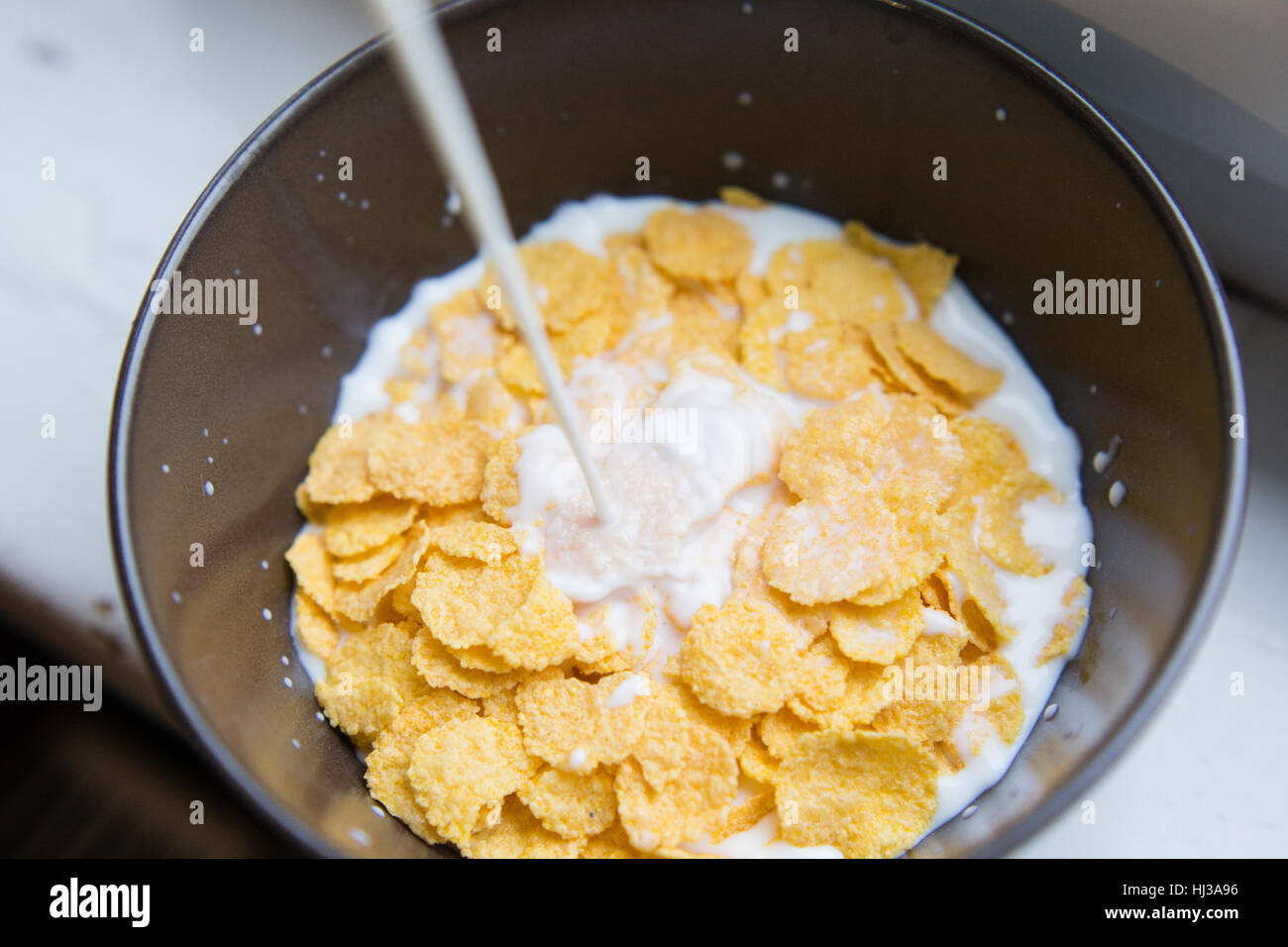 Bowl with Cornflakes and Milk. Healthy Morning Breakfast Stock Photo ...
