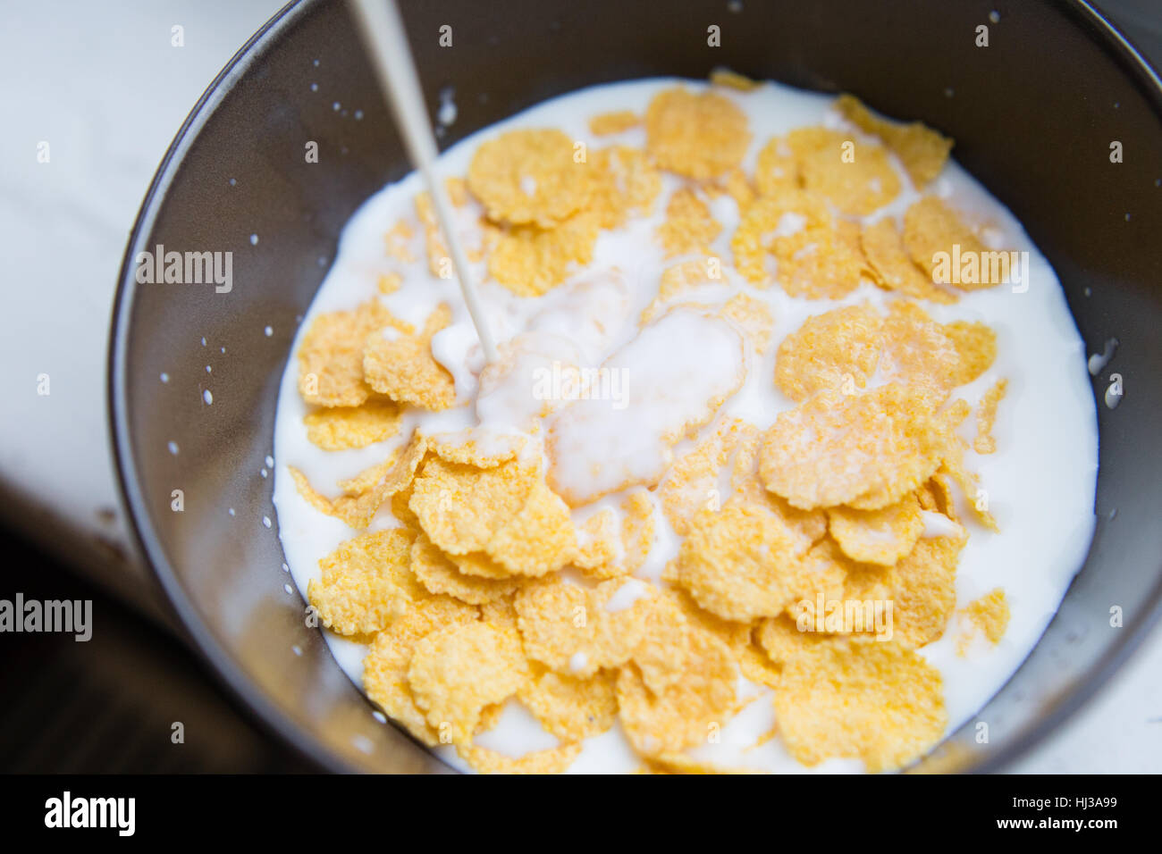 Bowl with Cornflakes and Milk. Healthy Morning Breakfast Stock Photo ...