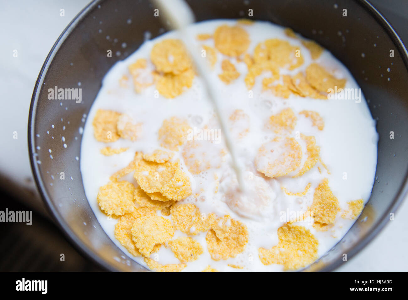 Bowl with Cornflakes and Milk. Healthy Morning Breakfast Stock Photo ...