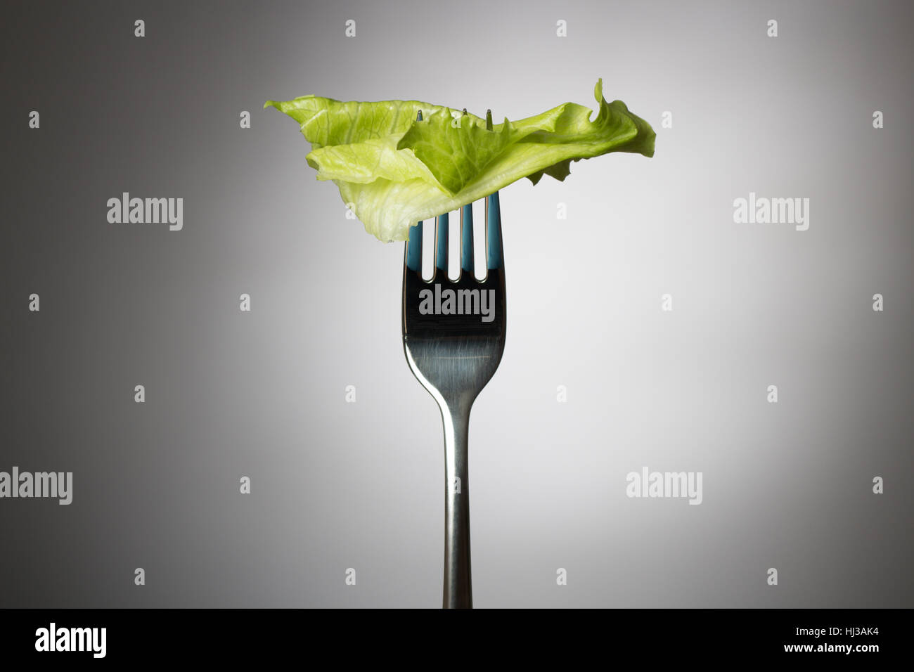 lettuce leaf on a vertical fork Stock Photo - Alamy