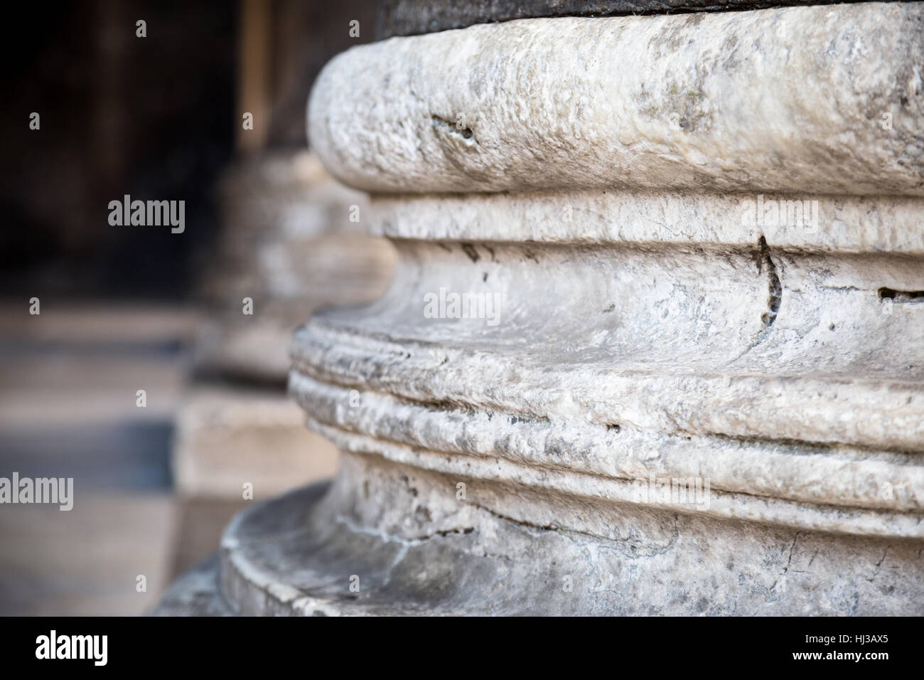 Detail of the base of a column at the Pantheon in Rome, Italy Stock ...