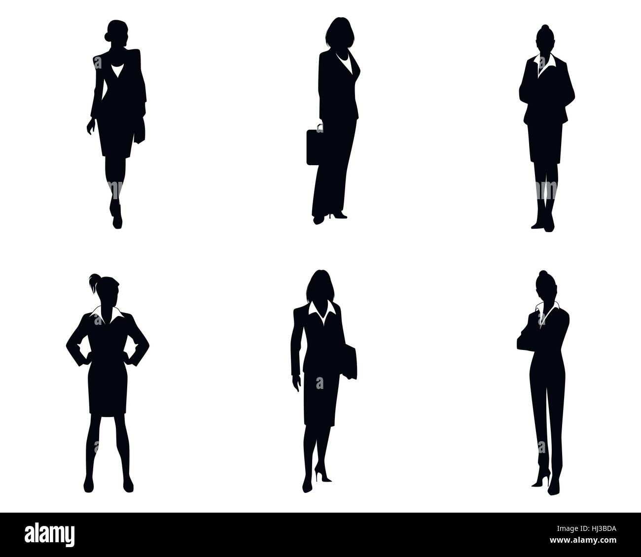 Vector illustration of a six businesswomen silhouette Stock Vector ...