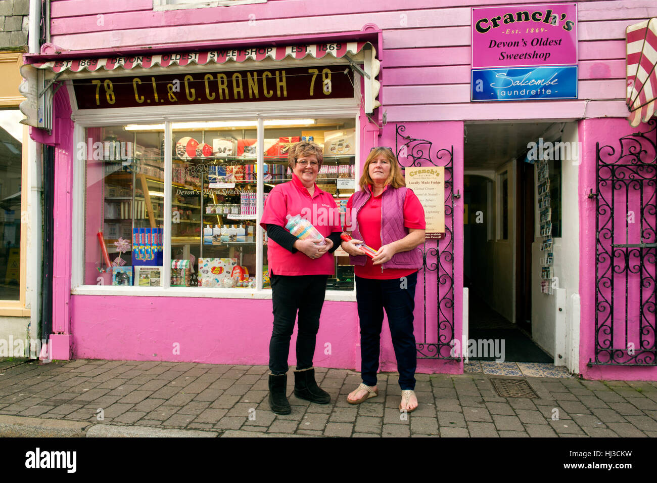 Cranch's Sweetshop,Salcombe,the oldest in Devonshire,with owners Angela ...