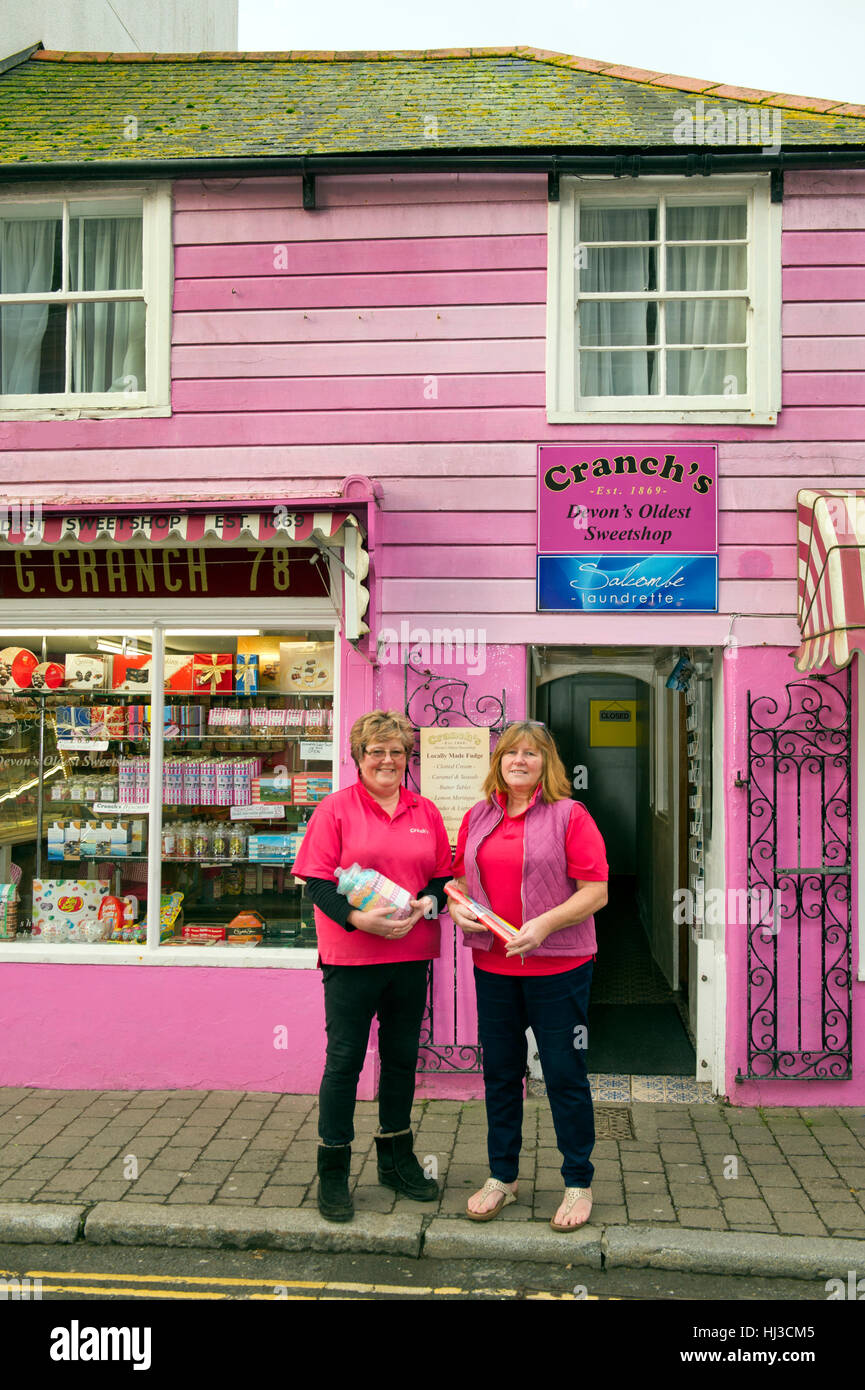 Cranch's Sweetshop,Salcombe,the oldest in Devonshire,with owners Angela ...