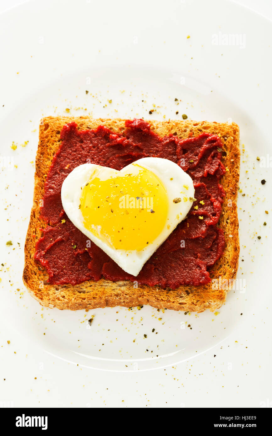 valentines day, symbol picture, toast, fried egg, love, in love, fell ...