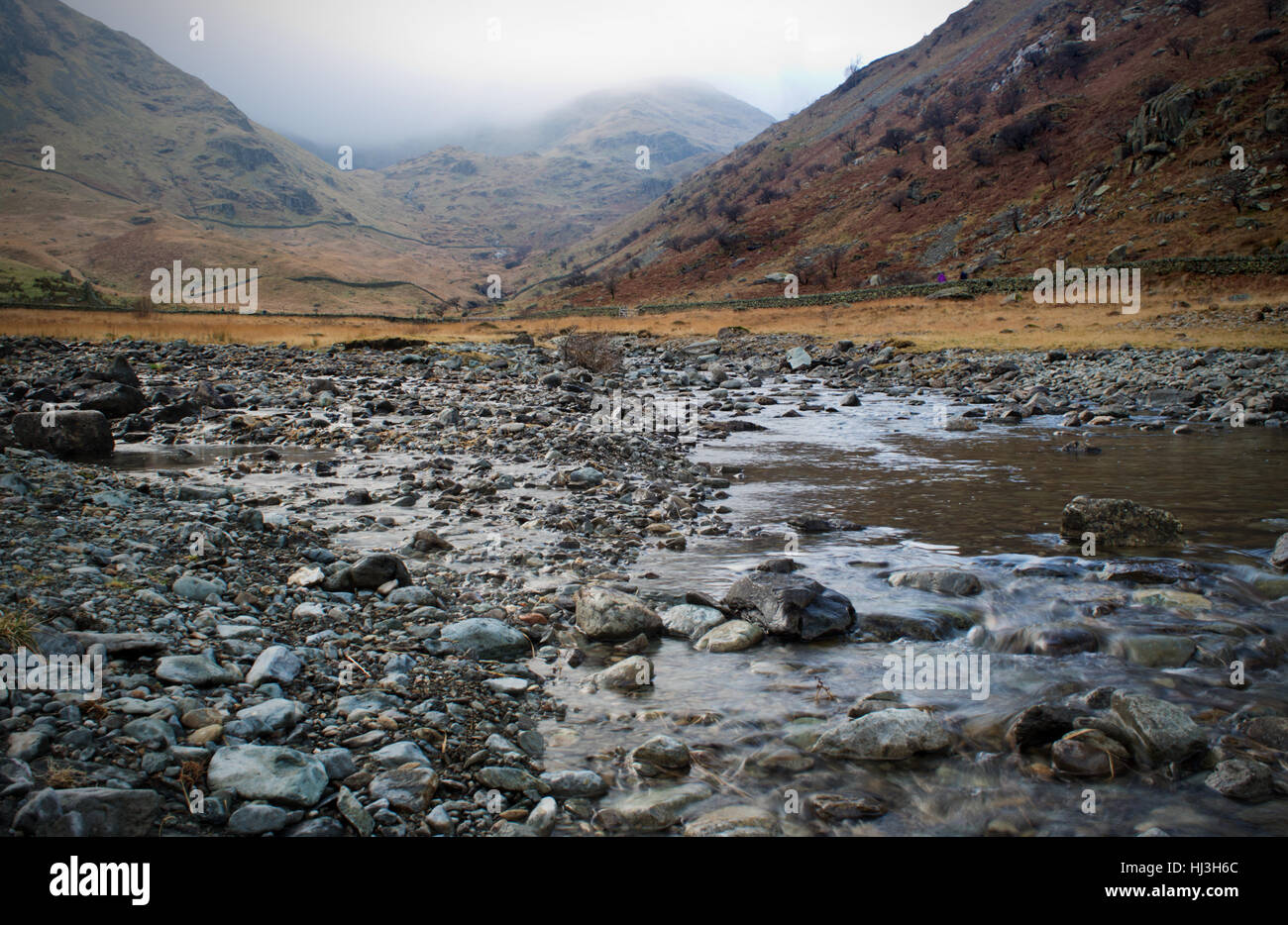 Misty mountains at the foot of Haweswater reservoir in the Lake ...
