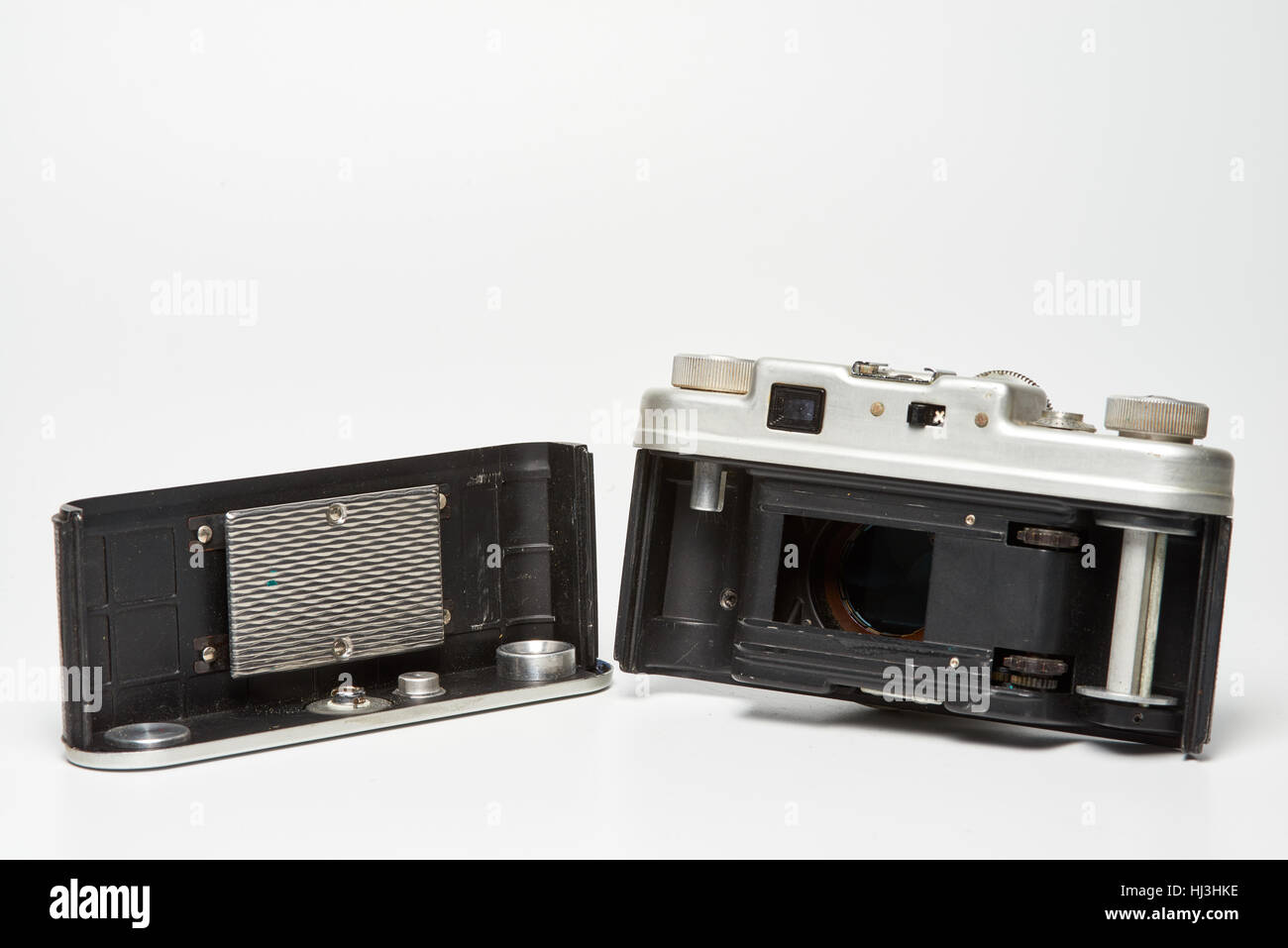 Argus C-Four 35 mm film over black, isolated. Analogic film camera ...